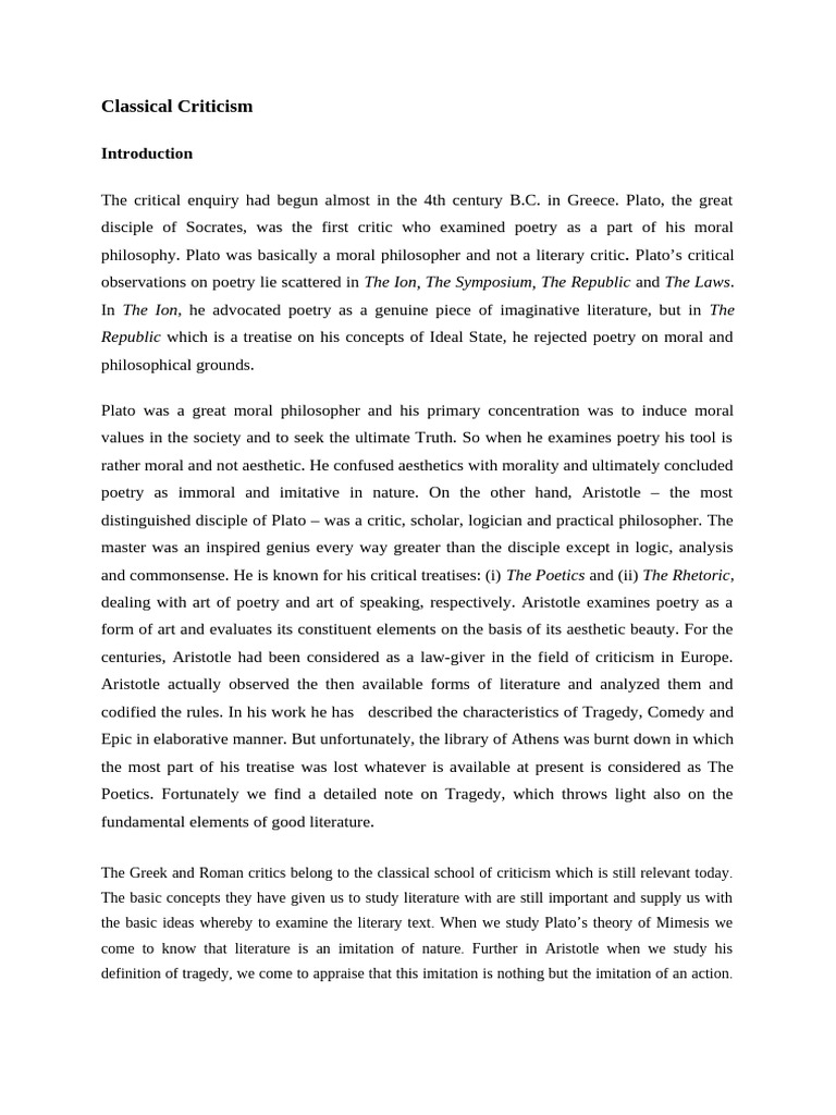 Unit1 (Classical) | PDF | Aristotle | Plato