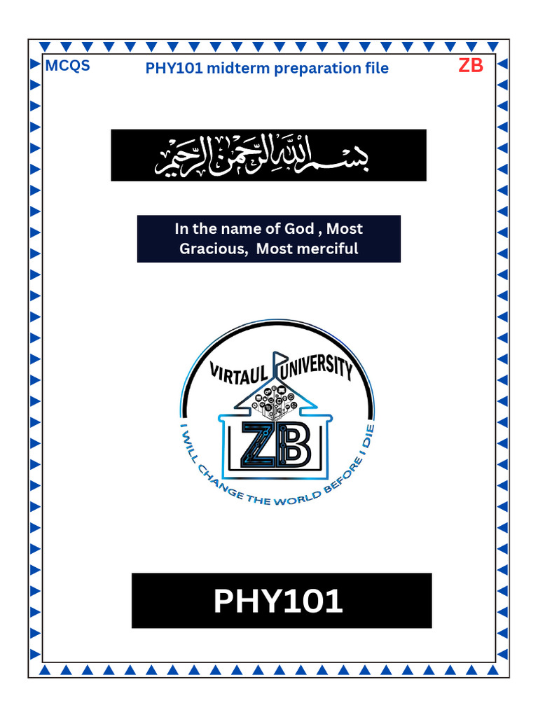 PHY101 Midterm Preparation File by ZB | PDF | Force | Acceleration