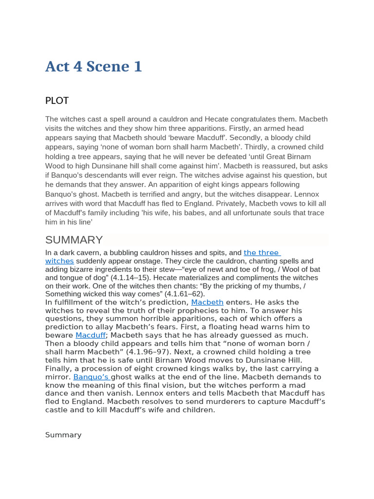 Act 4 Scene 1 | PDF | Macbeth