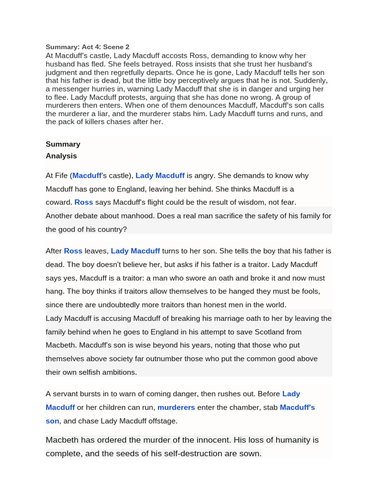 Act 4 Scene 2 | PDF | Macbeth