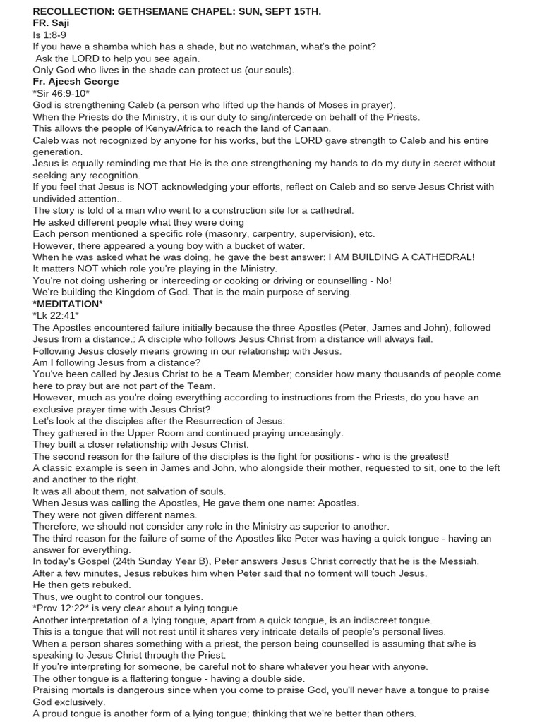 Recollection | PDF | Jesus | Saint Peter