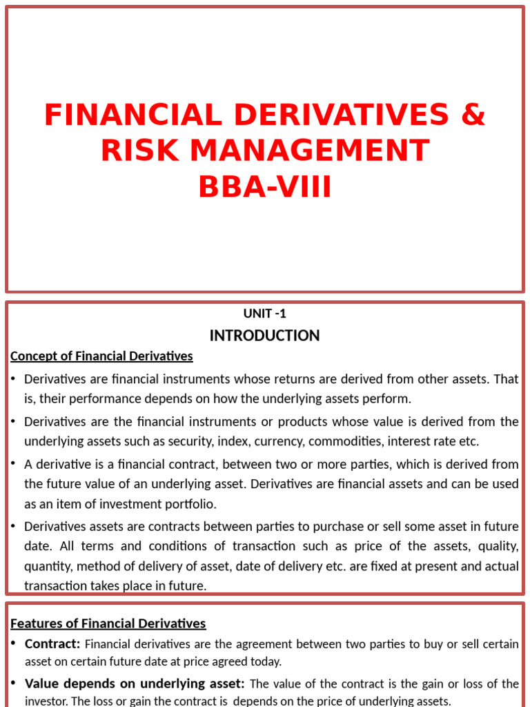 Features of Financial Derivatives | PDF | Futures Contract | Derivative ...