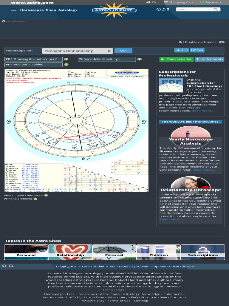 Free Astrology Chart - Astrodienst | PDF | Horoscope | Planets In Astrology
