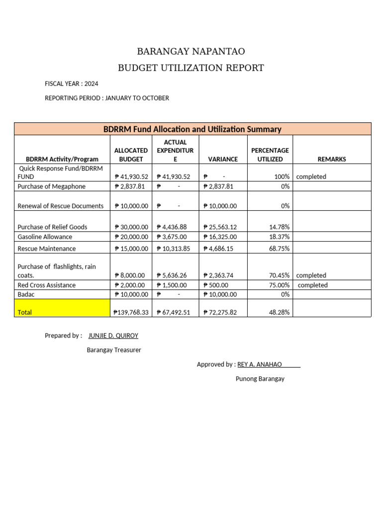 New Utilization BDRRMF | PDF