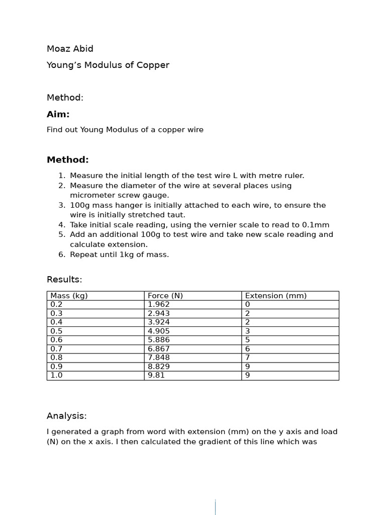 Young Modulus Write Up | PDF