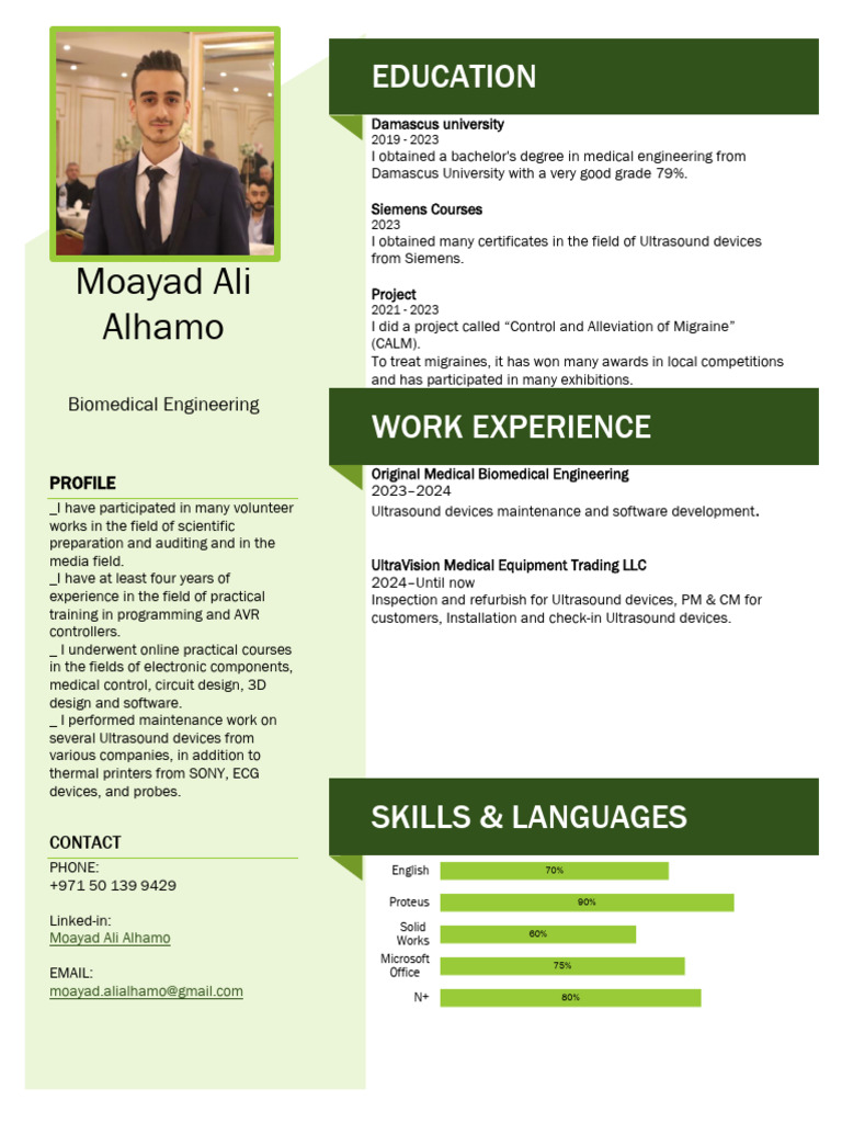 Moayad Ali Alhamo: Education | PDF | Biomedical Engineering | Engineering