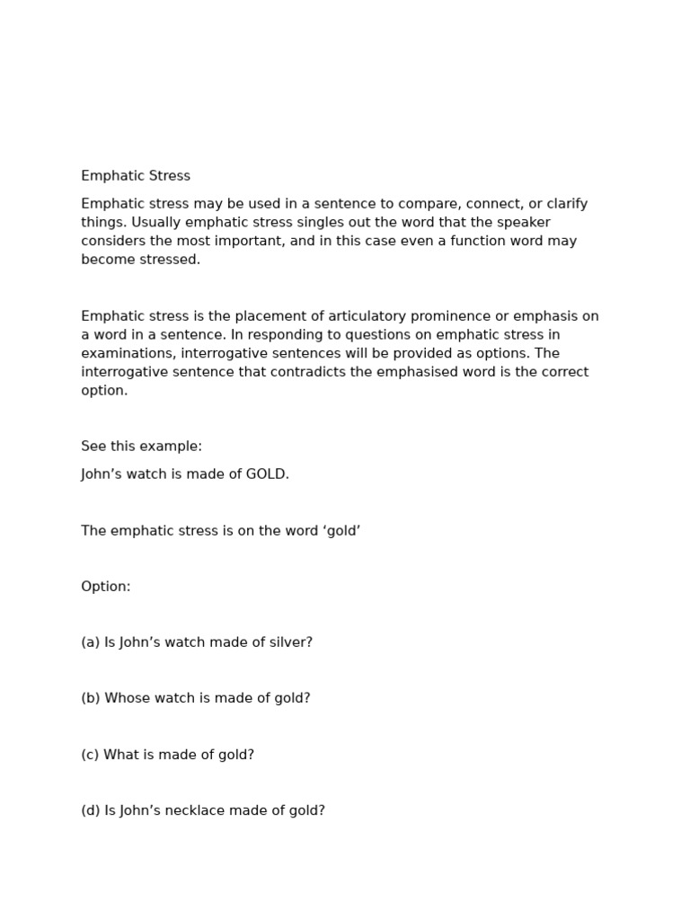 Emphatic Stress | PDF