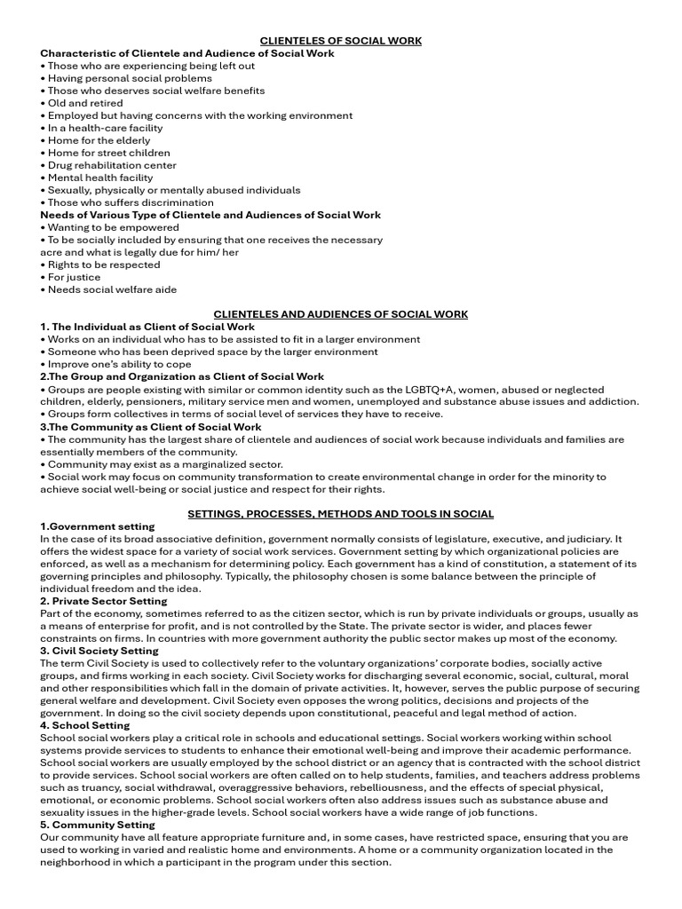 Clientele and Audiences in Social Work | PDF | Government | Social Work