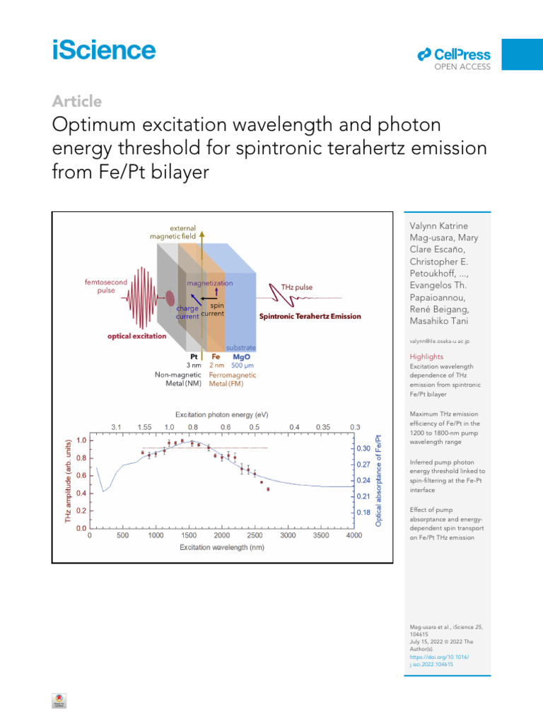 Fe-Pt Based THZ Emission | PDF | Terahertz Radiation | Emission Spectrum