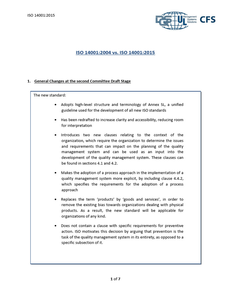 ISO 14001:2015 Key Updates | PDF | Quality Management | Internal Audit