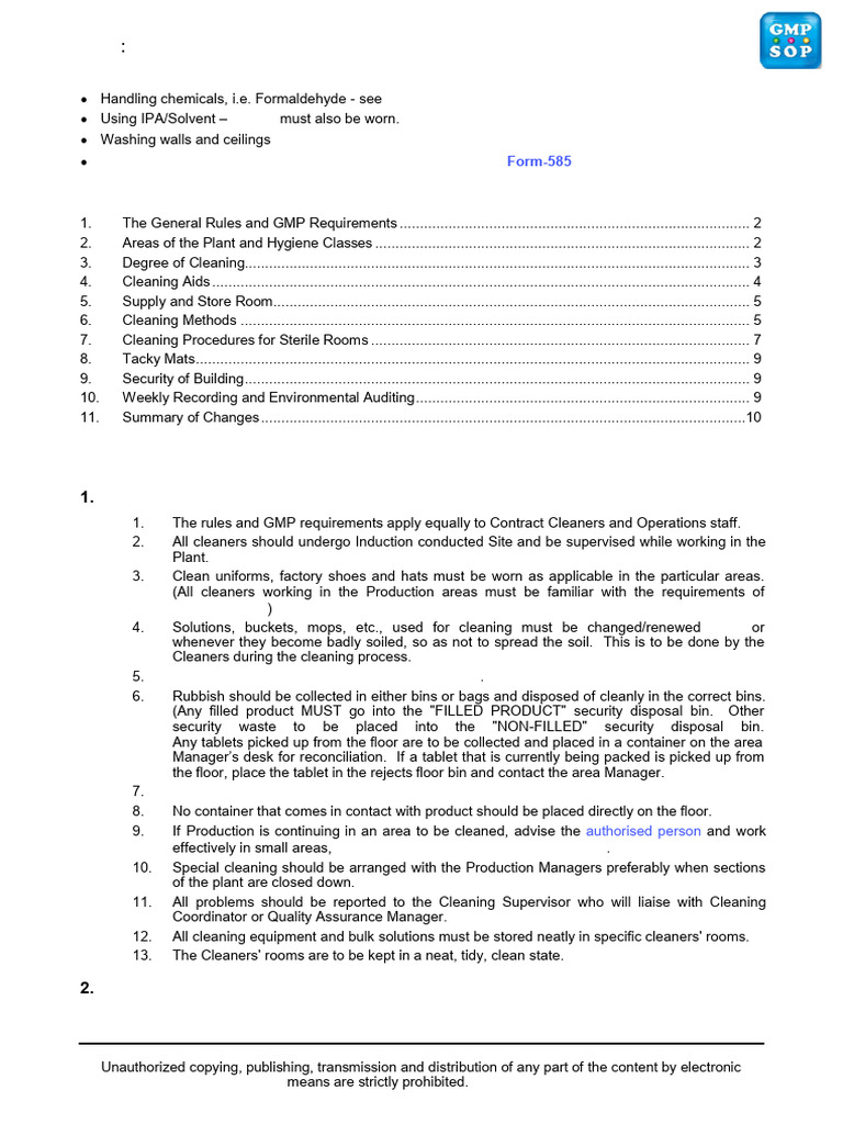 Factory Cleaning SOP Guidelines | PDF | Vacuum Cleaner | Waste