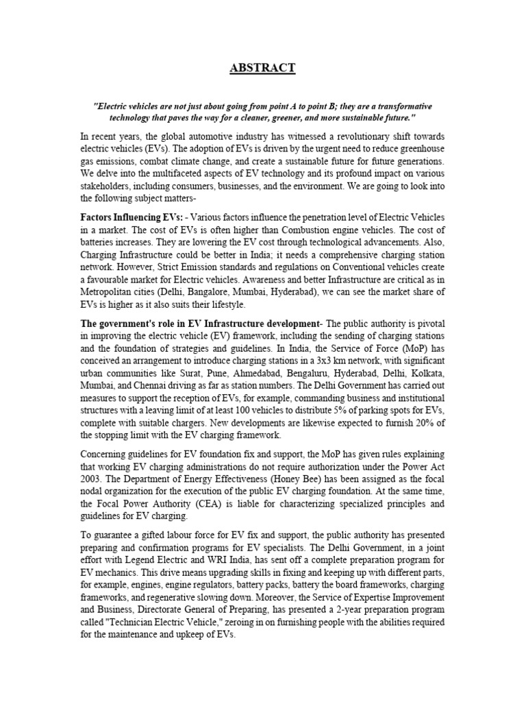 Electric Vehicle Adoption and Infrastructure | PDF | Electric Vehicle ...