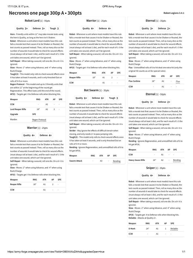 Necrones (300p) Lista A para OPR Firefight | PDF | Ballistics | Firearms