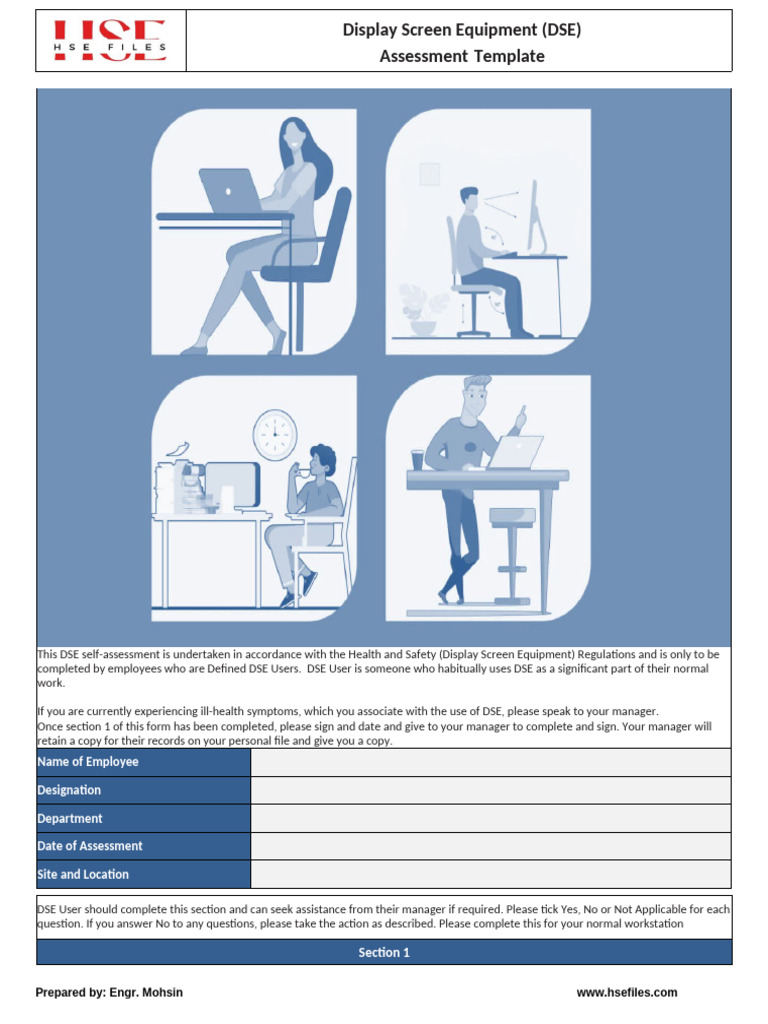 Display Screen Equipment Assessment Template | PDF | Chair | Computer ...