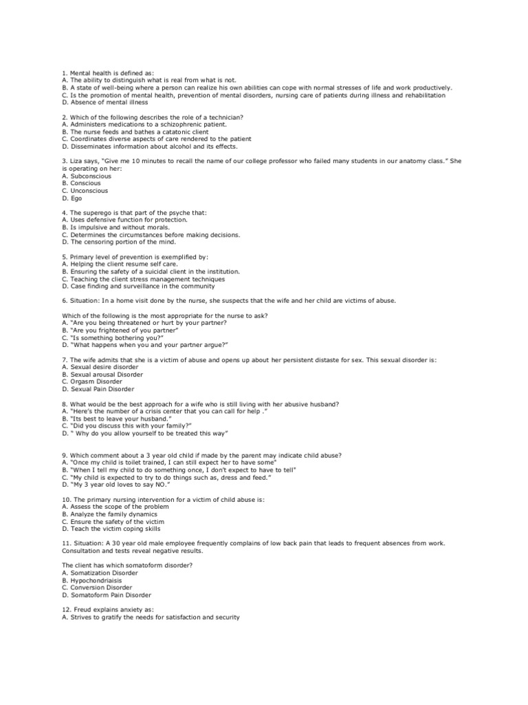 Psych Board Exam | PDF | Bulimia Nervosa | Personality Disorder