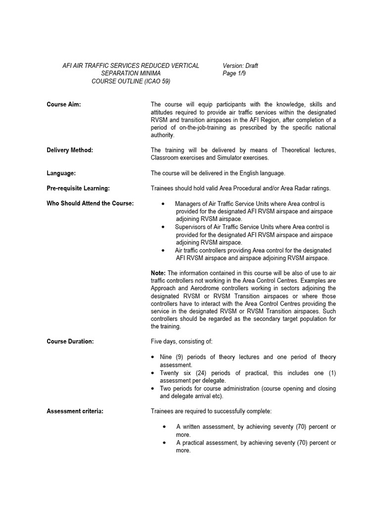 RVSM Online Training Course Overview | PDF | Air Traffic Control | Aviation