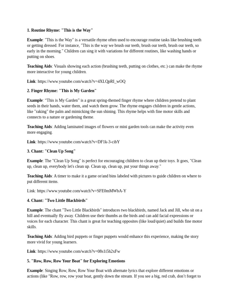 Engaging Rhymes and Chants for Kids | PDF | Hand
