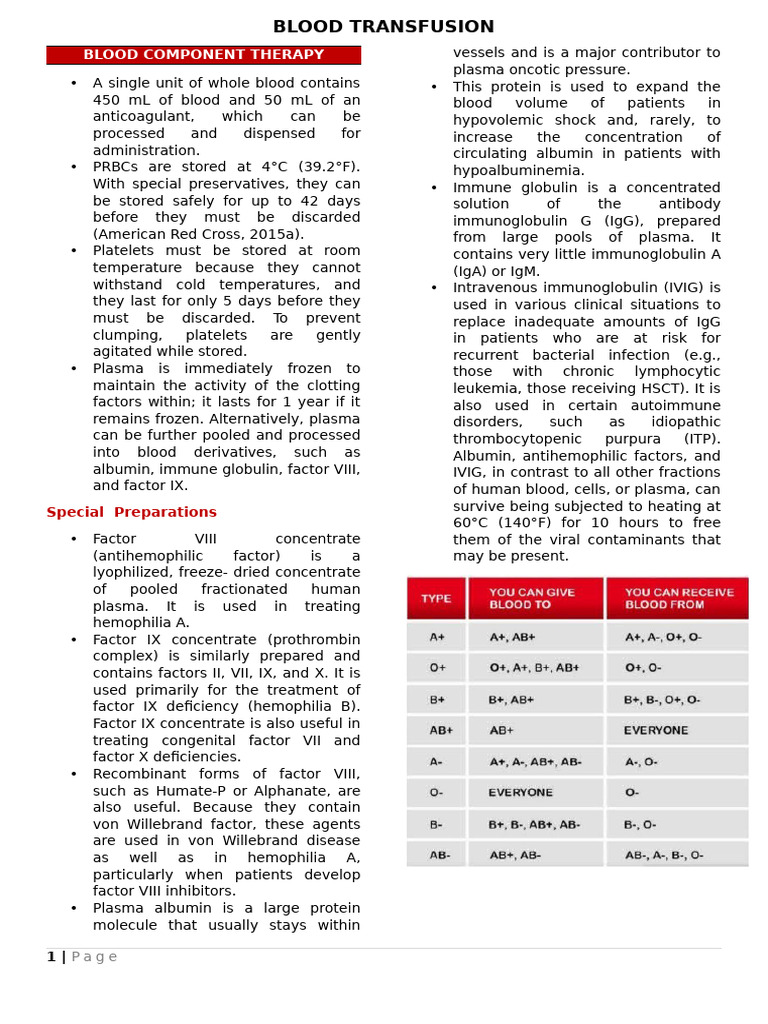 Blood Component Therapy | PDF | Blood Donation | Blood Transfusion