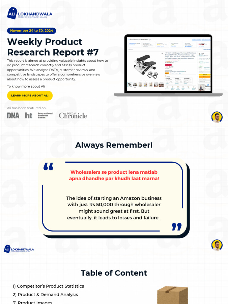 Product Research Insights for Amazon Sellers | PDF | Prices | Return On ...