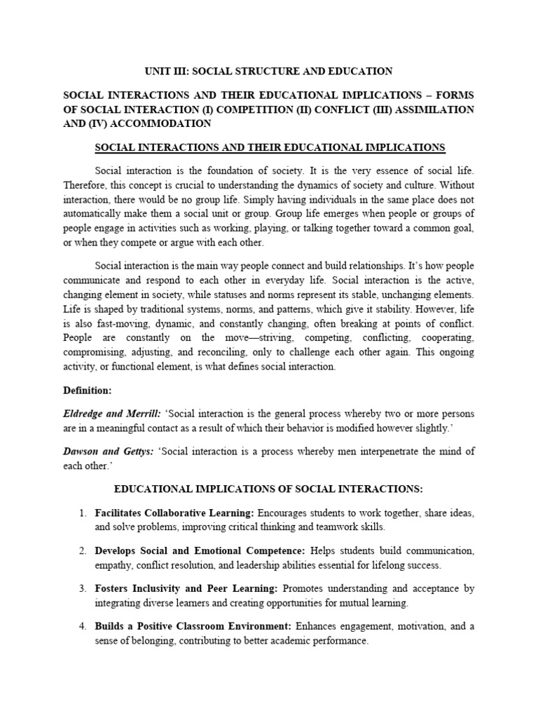 Sociology of Education (Unit - 3) | PDF | Competition | Cultural ...