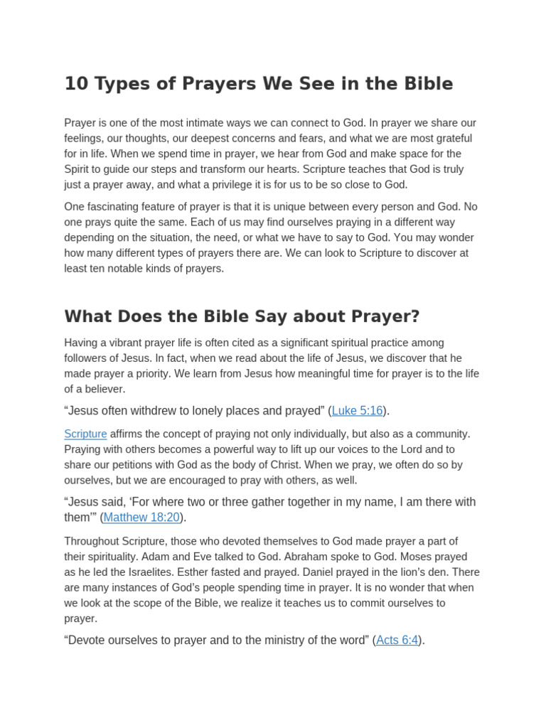 10 Types of Prayers We See in The Bible | PDF | Prayer | Jesus