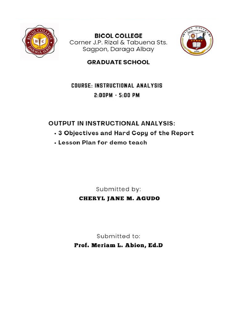 Cover Instructional Analysis | PDF