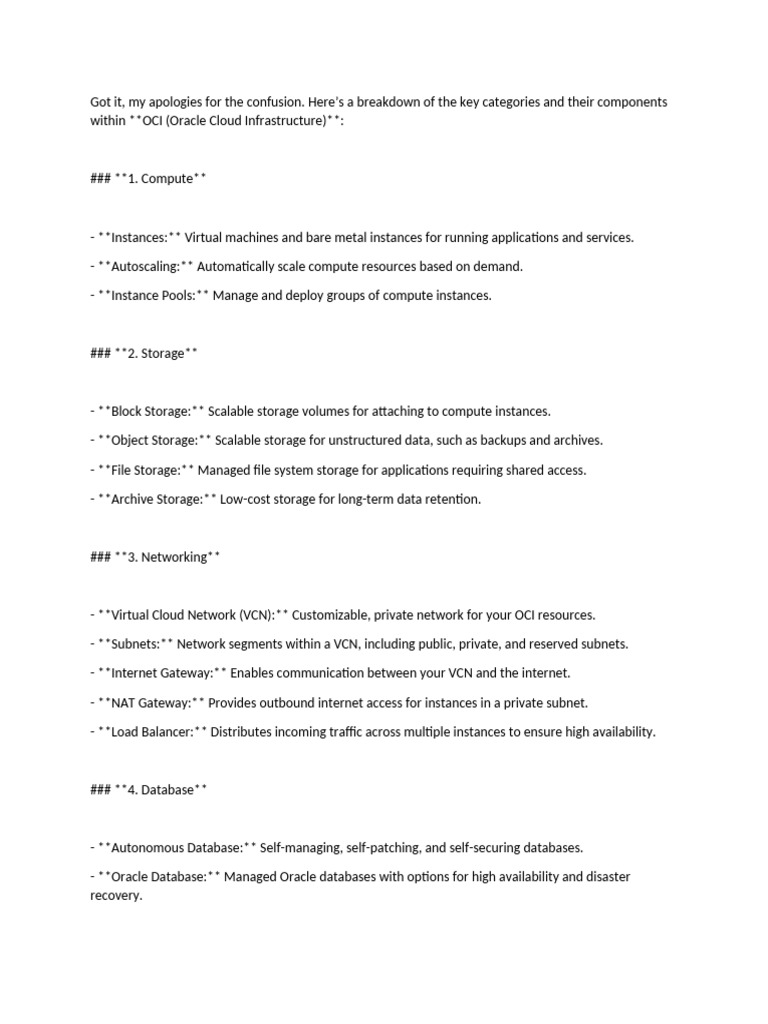 Oci Serviices | PDF | Cloud Computing | Databases