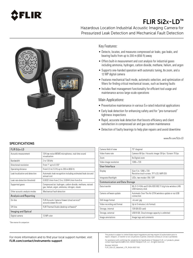 FLIR Si2x-LD Datasheet LTR RH24-0637-INS | PDF | Camera | Gases