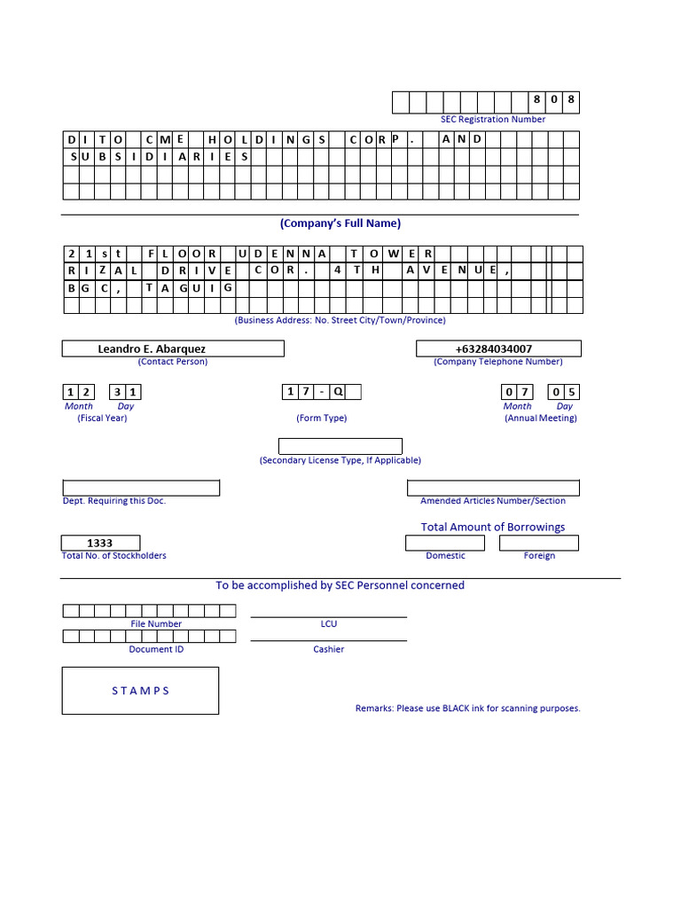 P2024.09 Dito CME 17Q - September 2024 | PDF | Debt | Financial Statement