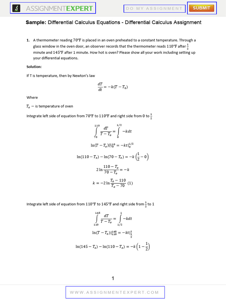 Differential Calculus Assignment Math Differential Calculus Equations D 65131 | PDF | Equations ...