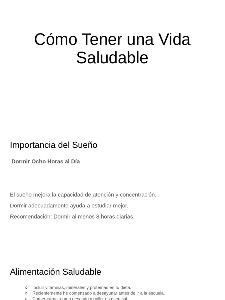Cómo Tener Una Vida Saludable Myp Spanish Notes | PDF