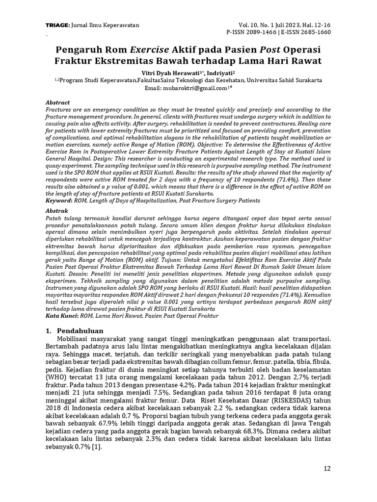 Efektivitas ROM Aktif Pasca Operasi Fraktur | PDF