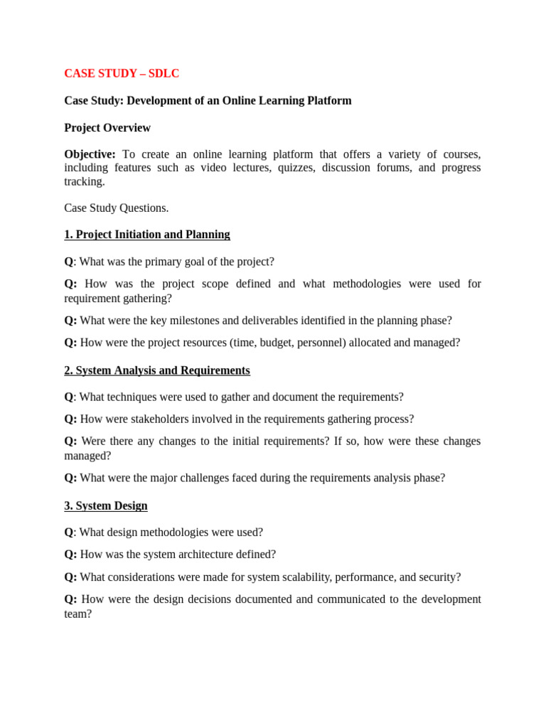 Case Study - SDLC | PDF | Computing | Information Technology