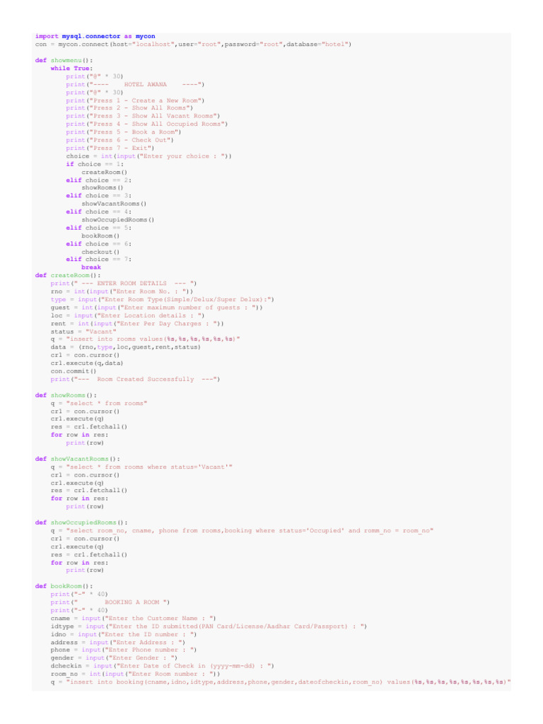 Hotel Room Management System | PDF | Computing | Government And Personhood