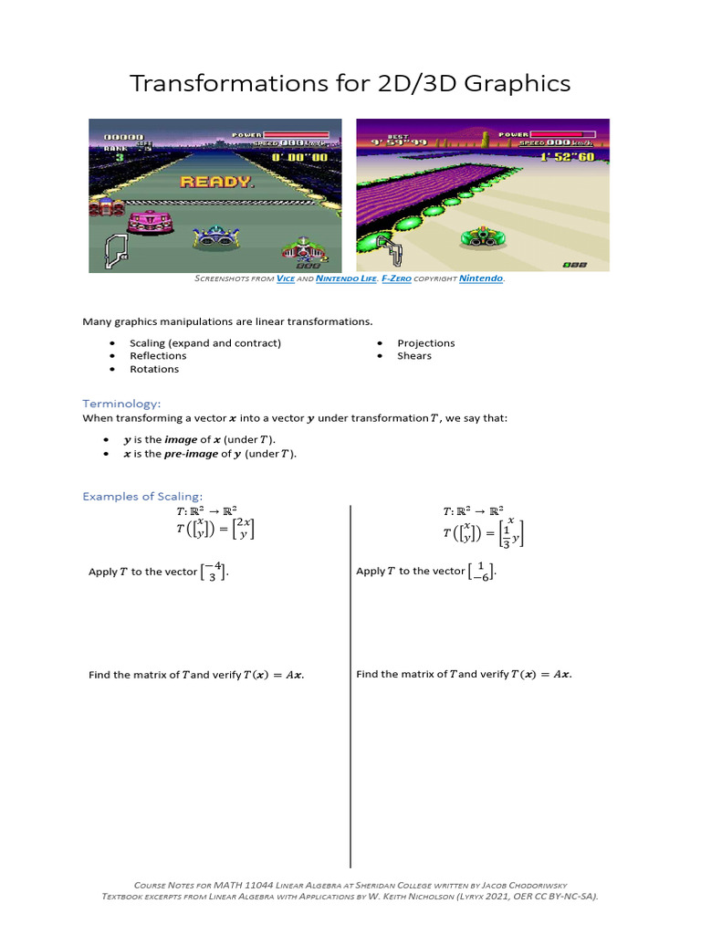 7B - Transformations For 2D and 3D Graphics | PDF | Matrix (Mathematics ...