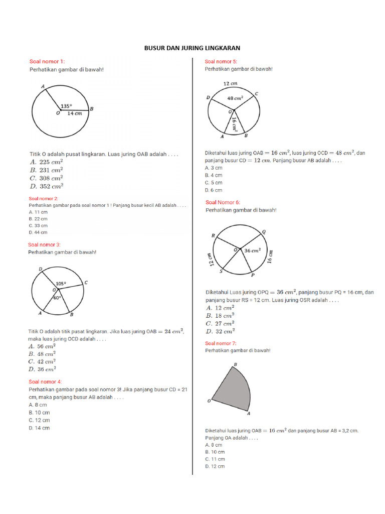 Busur dan Juring Lingkaran: Persamaan | PDF