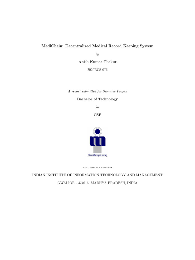 MediChain Decentralized Medical Record Keeping System 1 | PDF | Public ...