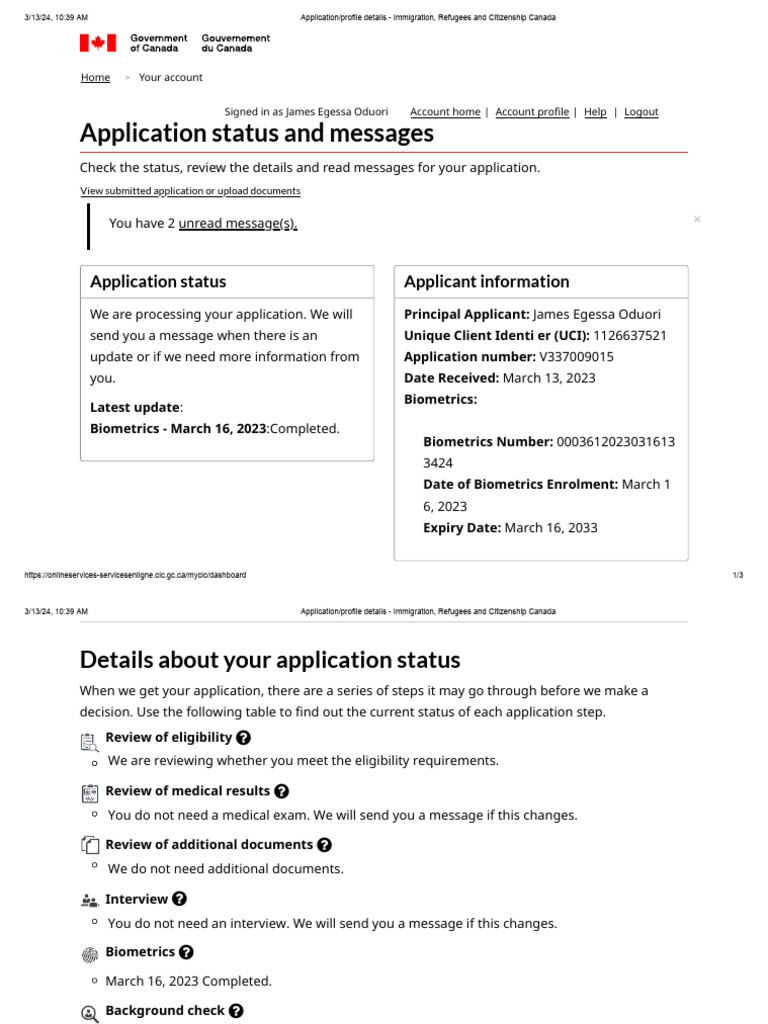 James Egessa Profile Details Cic | PDF | Immigration | Human Migration