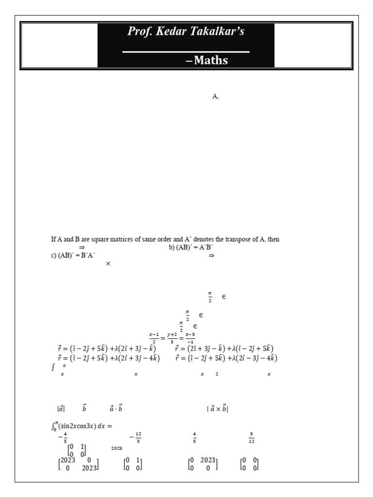 12 CBSE Maths 12.10.2024 | PDF | Matrix (Mathematics) | Functions And ...