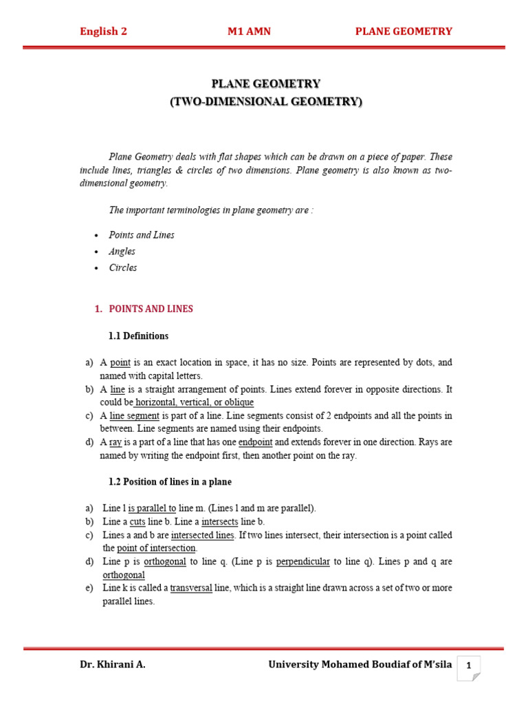 Introduction to Plane Geometry Concepts | PDF | Line (Geometry) | Angle