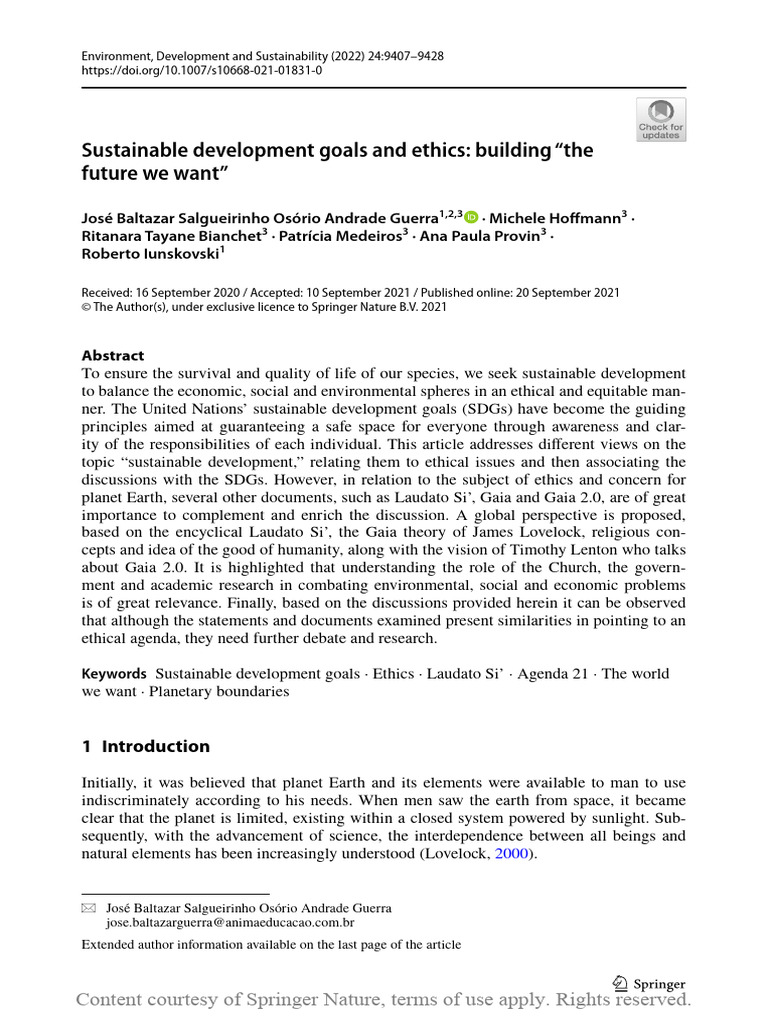 Sustainable Development Goals and Ethics Building | PDF ...