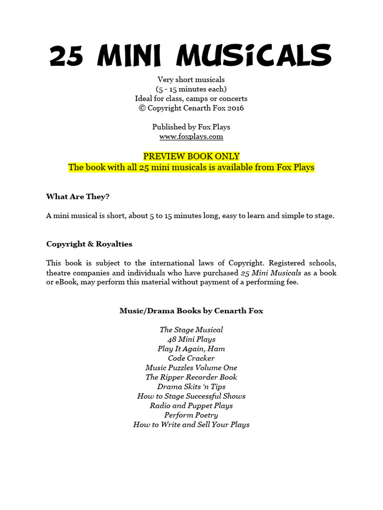 25 MINI Musicals PREVIEW | PDF