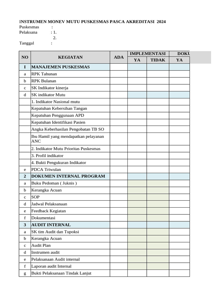 Format Instrumen Mutu Pasca Akreditasi 2024 | PDF
