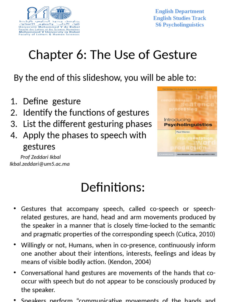 1 Definition Function and Phases of Gestures | PDF | Gesture | Cognitive Science