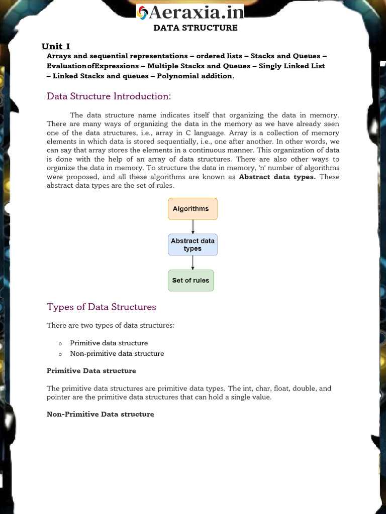 Data Structure - SEM III - Aeraxia - in | PDF | Queue (Abstract Data Type) | Pointer (Computer ...