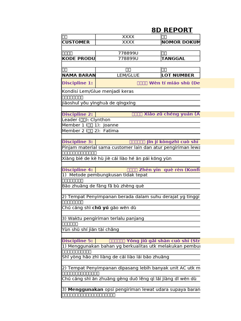 8D Report at Class | PDF