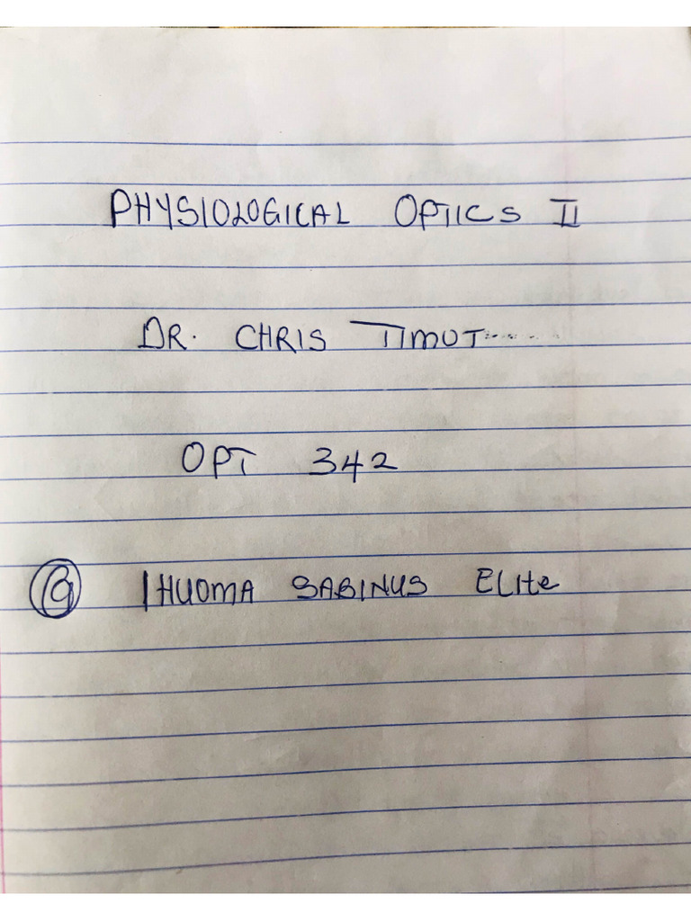 Sabinus Elite Note (Physio Optics II) | PDF
