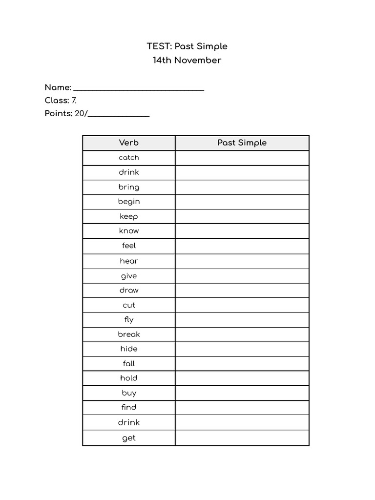 TEST - Past Simple | PDF