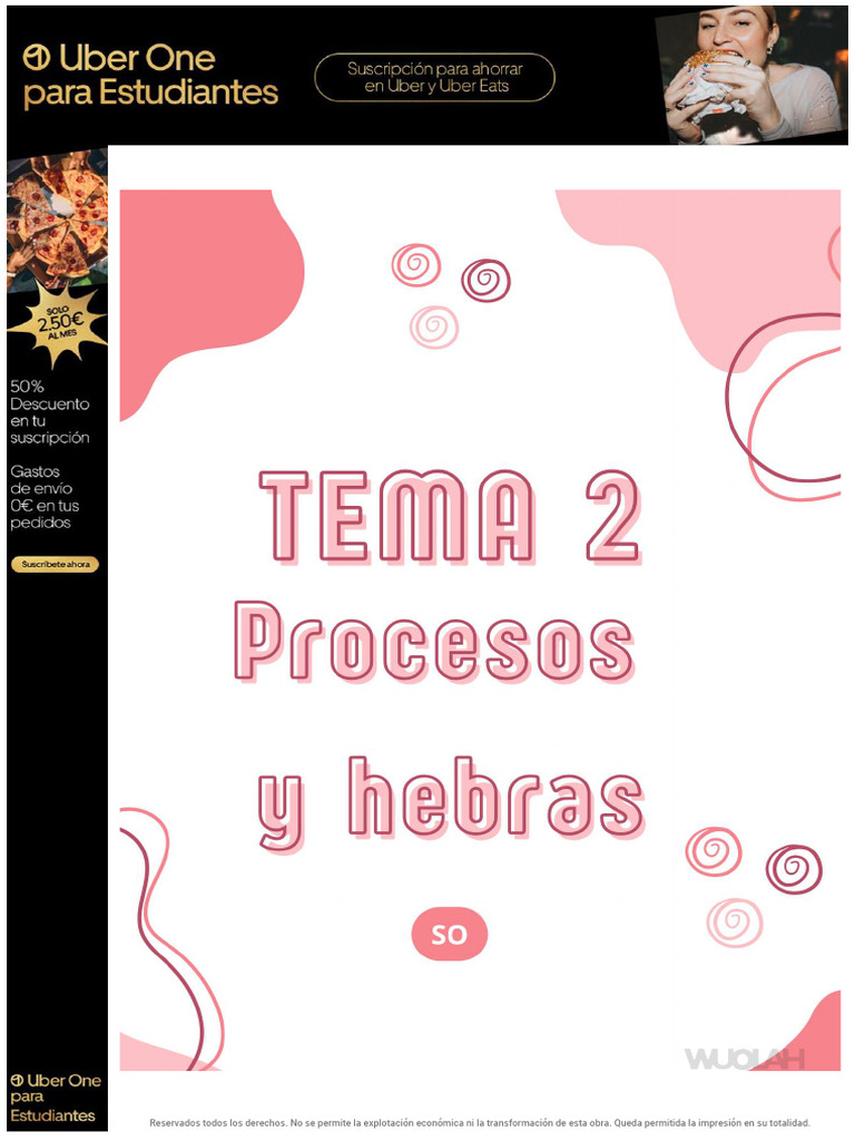 Tema 2 Procesos y Hebras - So | PDF | Kernel (sistema operativo) | Proceso (Computación)