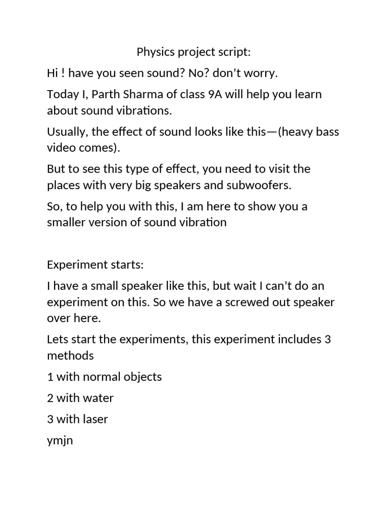 Exploring Sound Vibrations Experiment | PDF